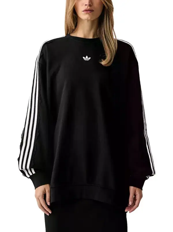 Adidas Lace-trim Side-stripe Sweater - Black
