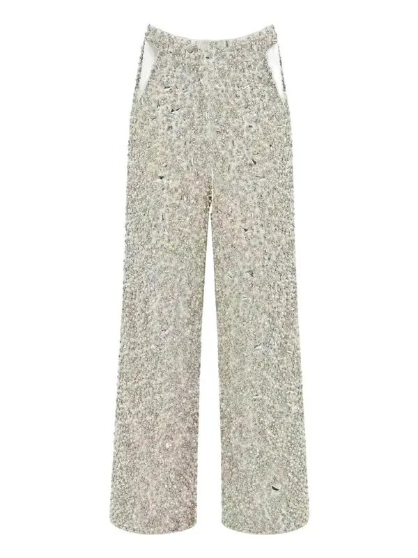 Philipp Plein Crystal-embellished Faux-pearl Trousers - Silver