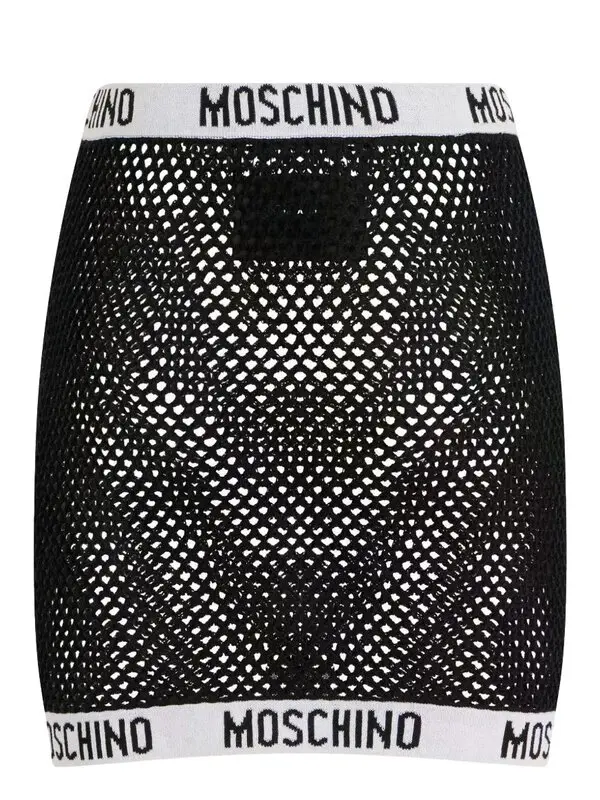 Moschino Logo-waistband Mesh Mini Skirt - Black
