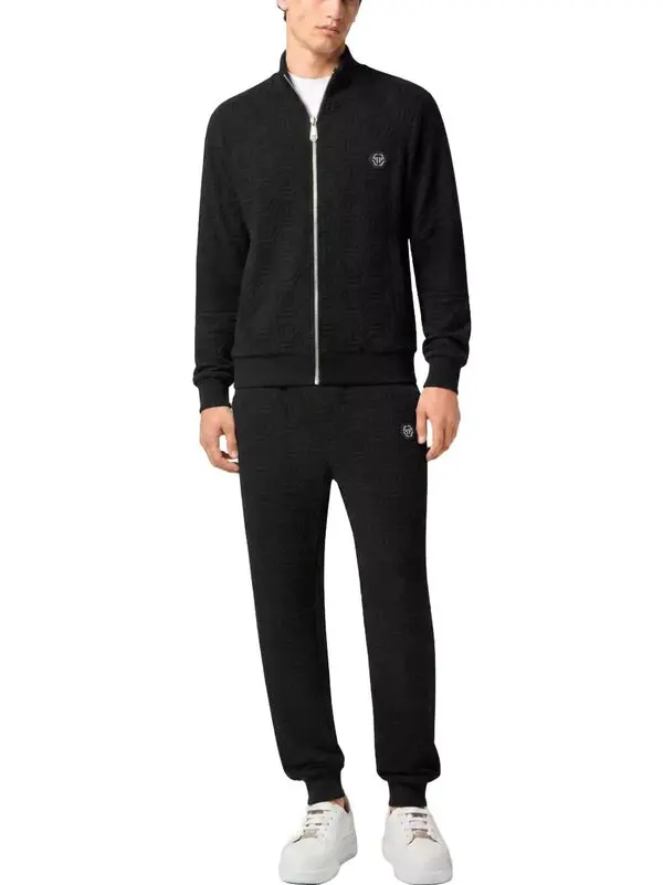 Philipp Plein Padded Tracksuit Jacket Biker Monogram - Black