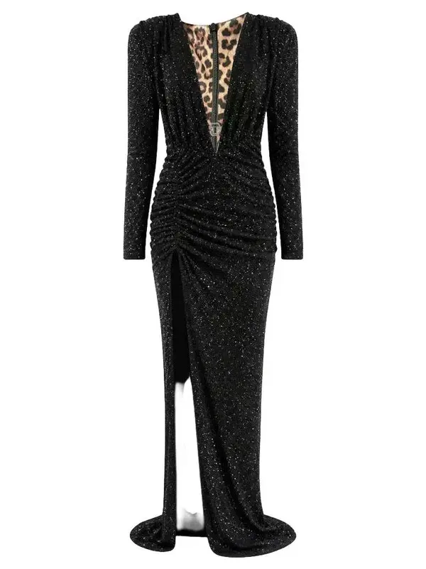 Philipp Plein Long Dress All-over Strass - Black