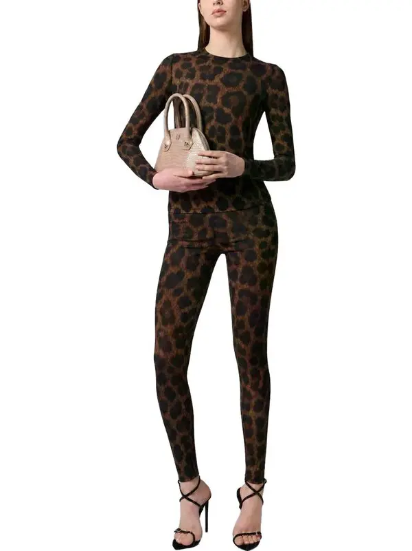 Philipp Plein Leopard-print Tulle Bodysuit - Brown