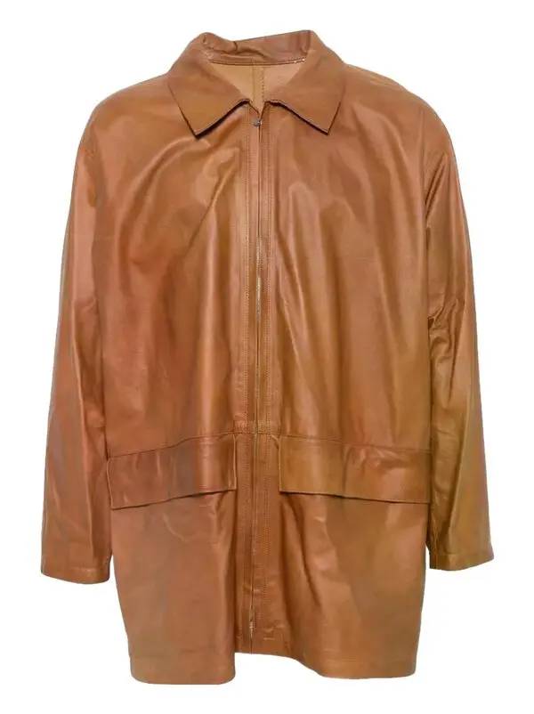 Gianfranco Ferre 1990s Leather Coat - Brown