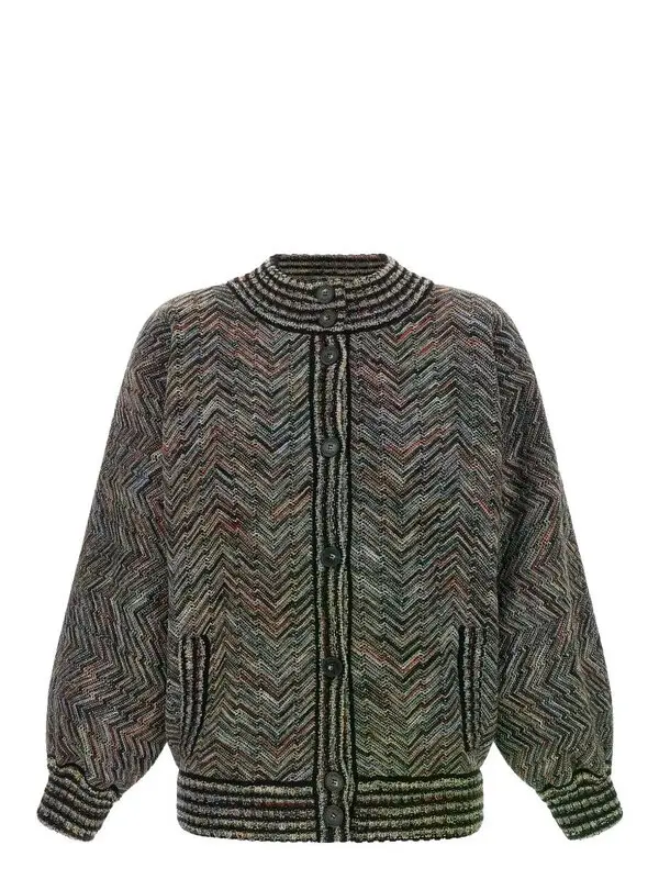 Missoni Chevron-knit Bomber Jacket - Grey