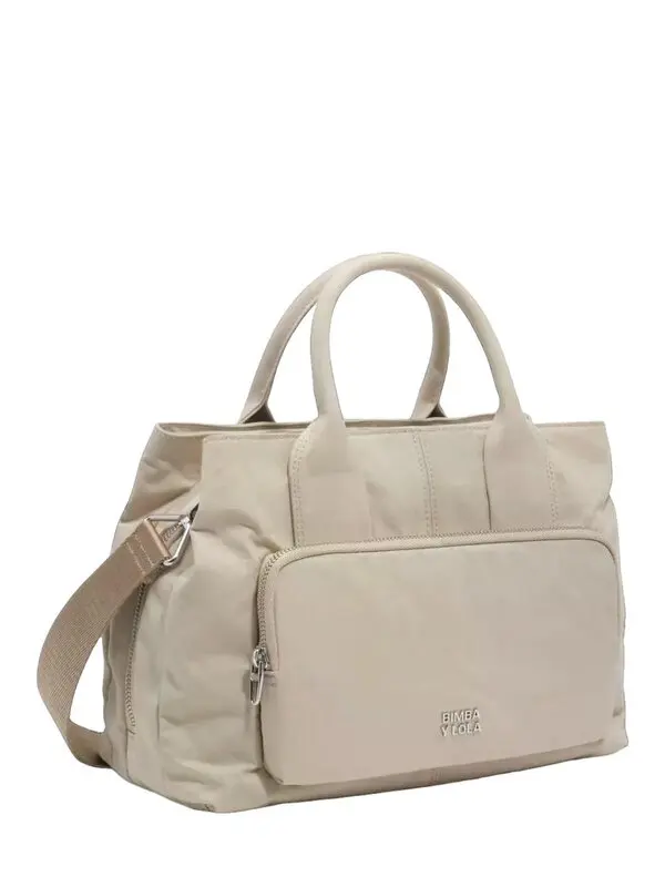 Bimba Y Lola Large Stone Cotton Pocket Handbag - Neutrals