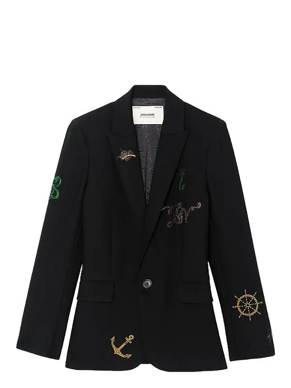 Zadig&Voltaire Valse Rhinestone-embellished Stretch-woven Blazer - Black