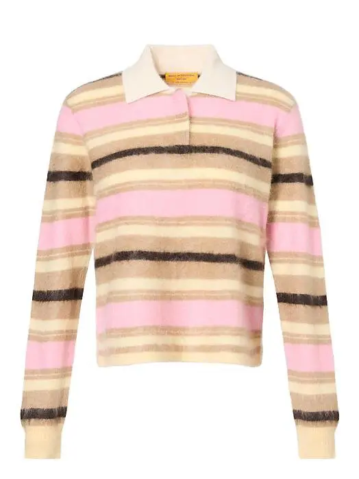 Guest In Residence Grizzly Cropped Cashmere-knit Rugby Top - Sprinkle Combo