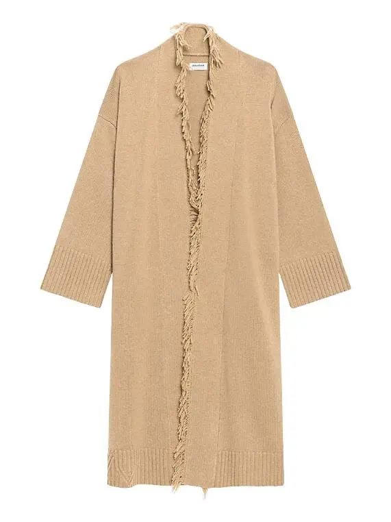 Zadig&Voltaire Camy Fringed-trim Wool And Cashmere Coat - Camel