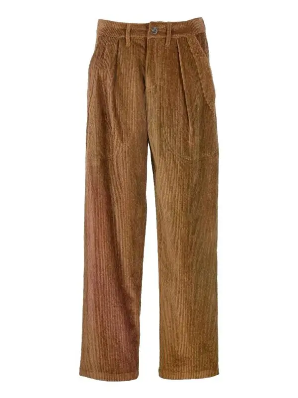 KRISTINA TI Pleated Corduroy Trousers - Brown