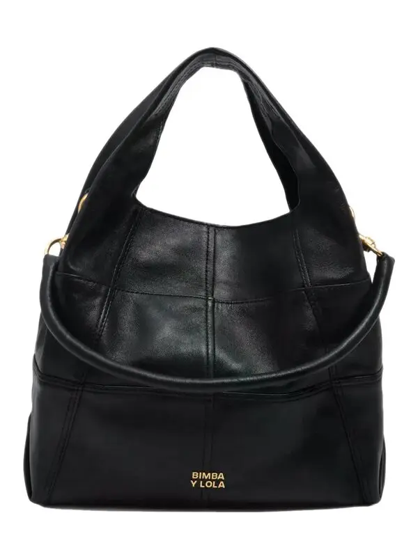 Bimba Y Lola Medium Patchwork Leather Paper Bag - Black