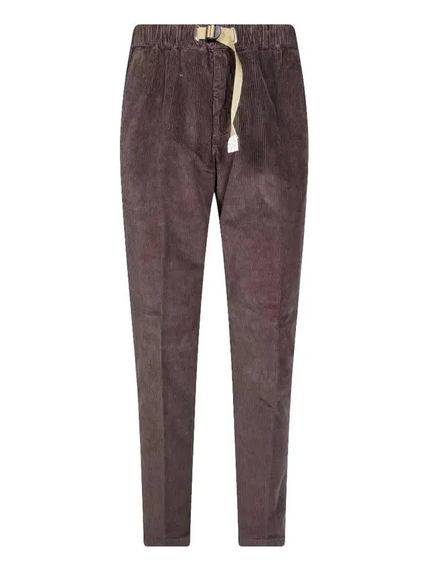 WHITE SAND Corduroy-effect Buckled-waistband Trousers - Brown