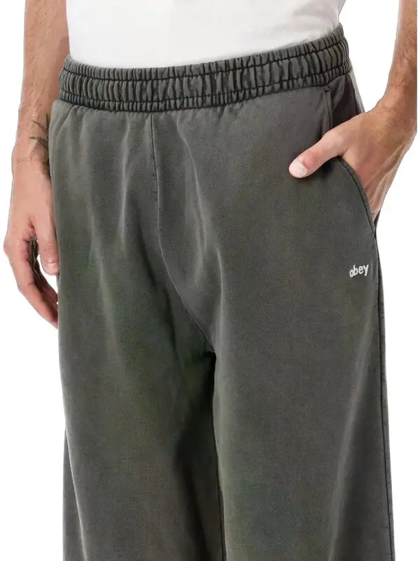 Obey Logo-embroidered Track Pants - Grey