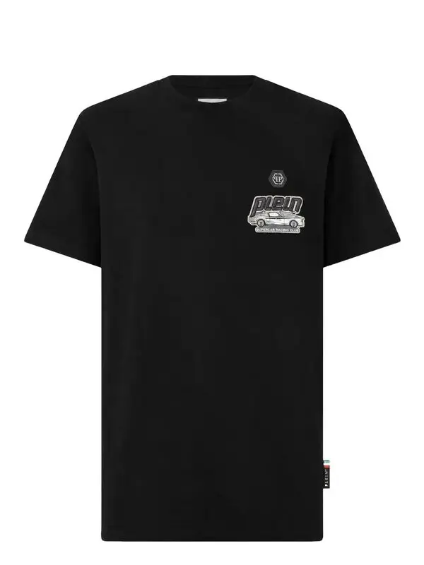 Philipp Plein Jersey T-shirt Round-neck Ss Cars Racing - Black
