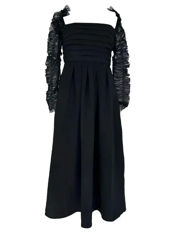 SELF-PORTRAIT Dot Mesh Midi Dress - Black