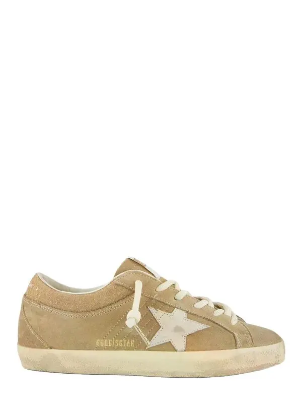 GOLDEN GOOSE Super Star Crystal-embellished Suede Sneakers - Neutrals