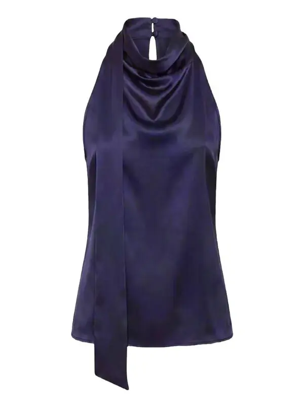 NICHOLAS Scarf-detail Halterneck Top - Blue