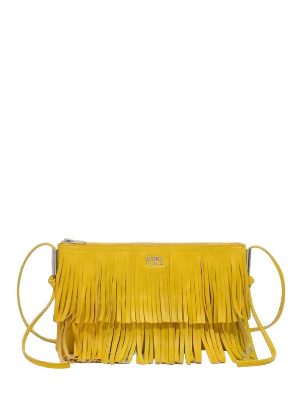Bimba Y Lola Small Lemon Leather Fringed Clutch Bag - Yellow