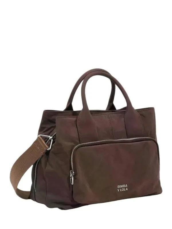 Bimba Y Lola Large Mocha Nylon Pocket Handbag - Brown
