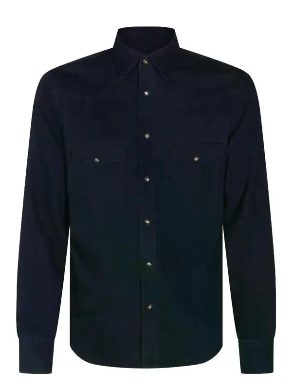 JACOB COHЁN Herringbone-pattern Western Shirt - Blue