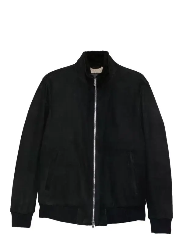 BARBA NAPOLI Shearling-lined Suede Bomber Jacket - Black