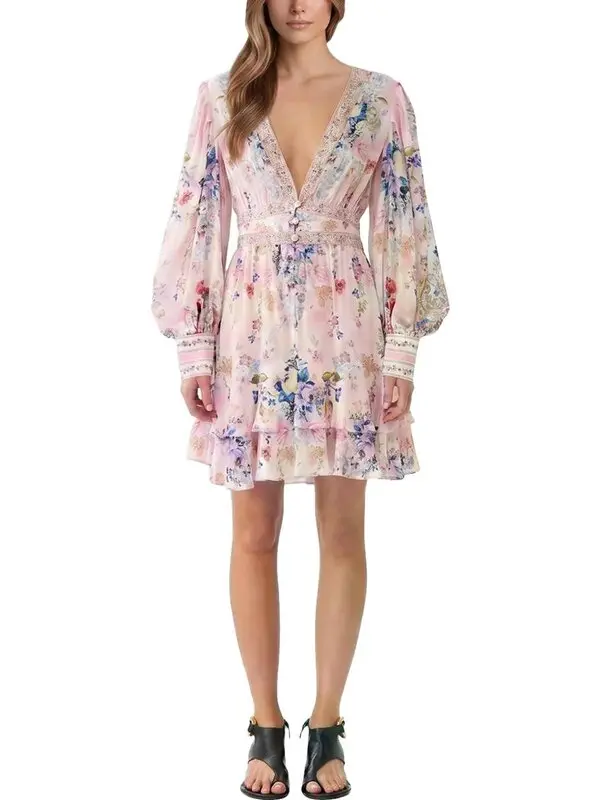 Camilla Palatial Pastels Floral-print Silk Dress - Pink
