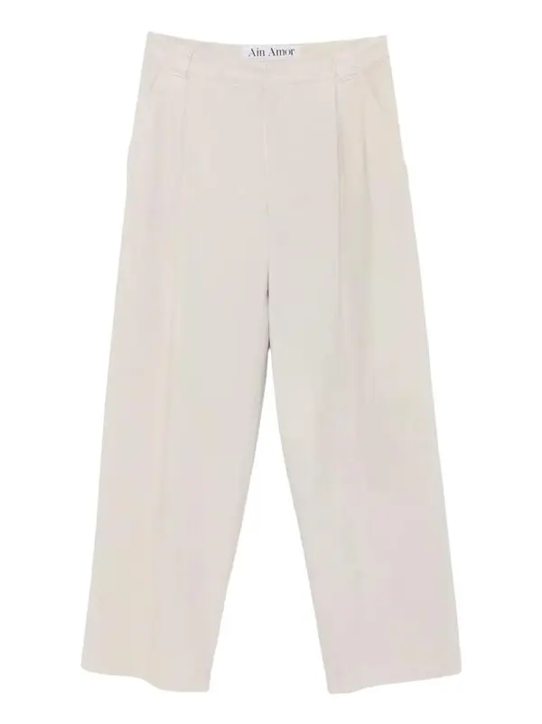 AIN AMOR Pleated Wide-leg Trousers - Neutrals