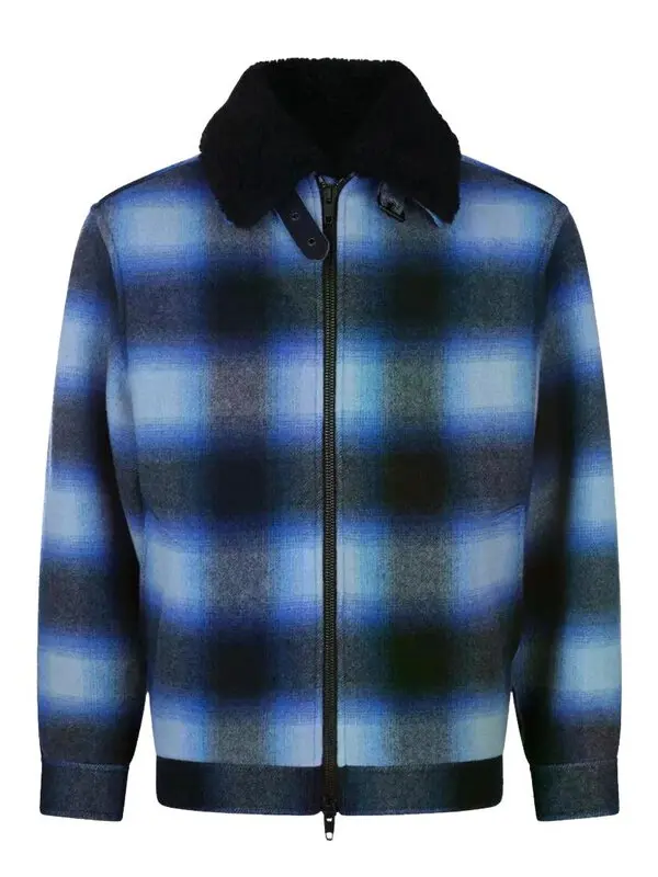 Balenciaga Flannel Bomber Jacket In /black - Blue