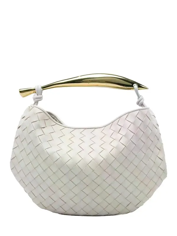 Bottega Veneta 2012-2026 Lambskin Intrecciato Sardine Satchel - White