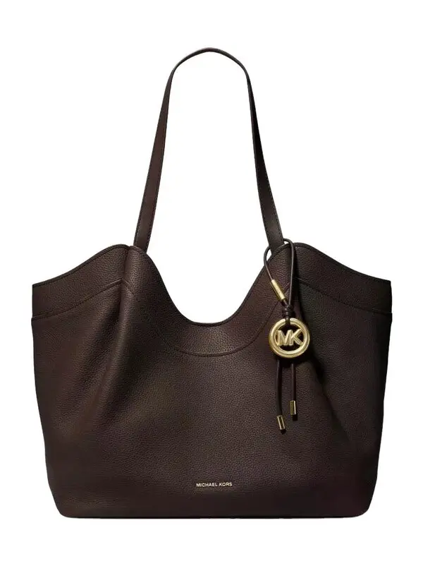 Michael Kors Logo-charm Pebbled Leather Tote Bag - Brown