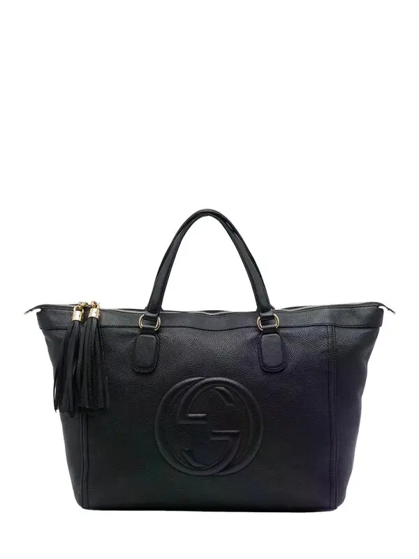 Gucci 2016-2026 Large Calfskin Soho Working Tote Bag - Black