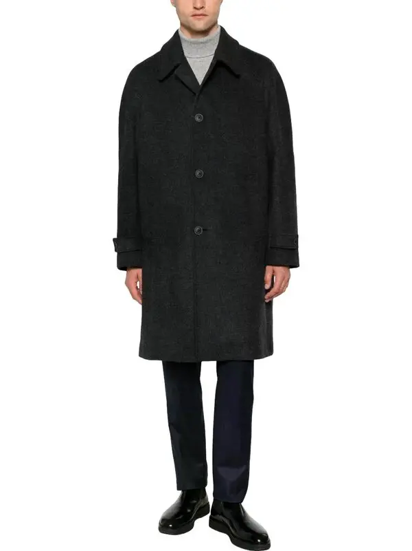 Herno Button-fastening Wool-blend Coat - Grey