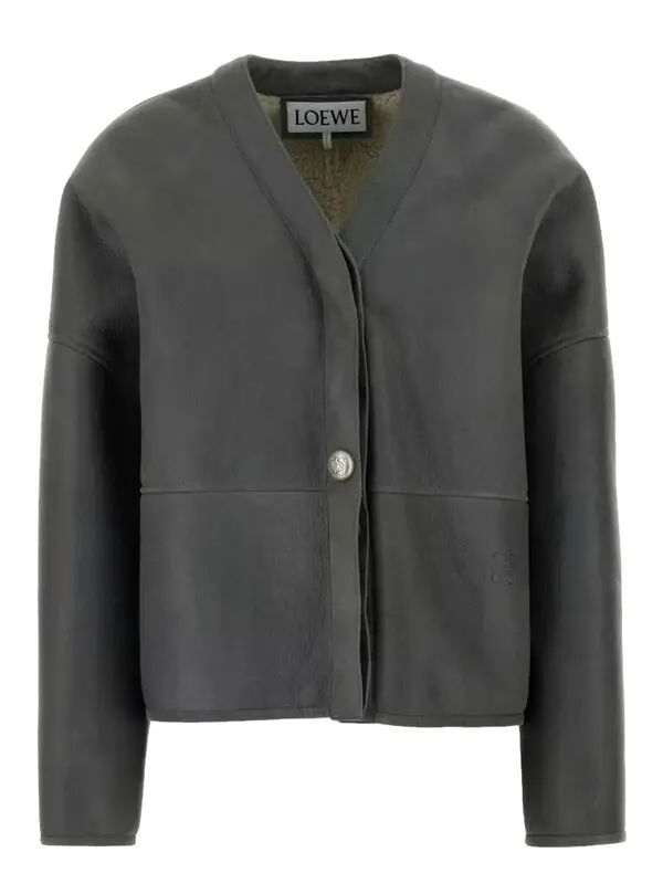 Loewe Shearling Leather Jacket - Grey