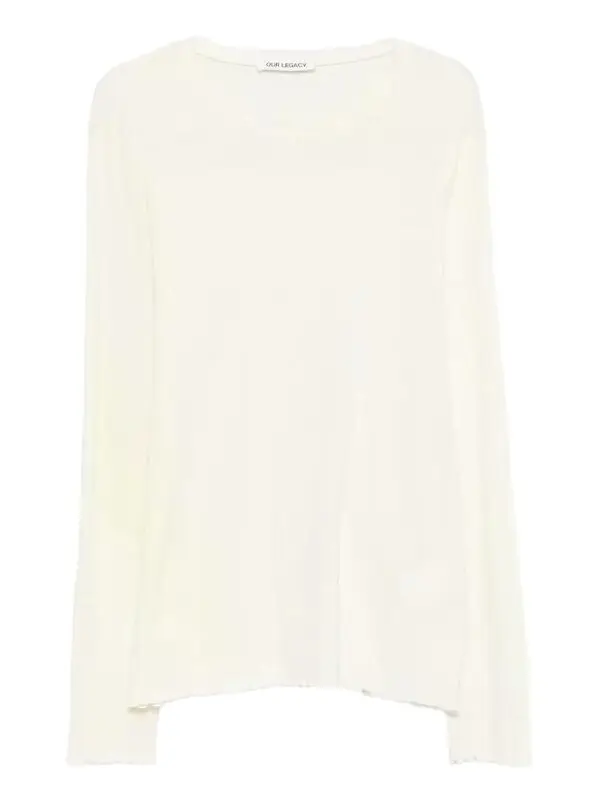 Our Legacy Long-sleeve Lettuce-hem T-shirt - Neutrals