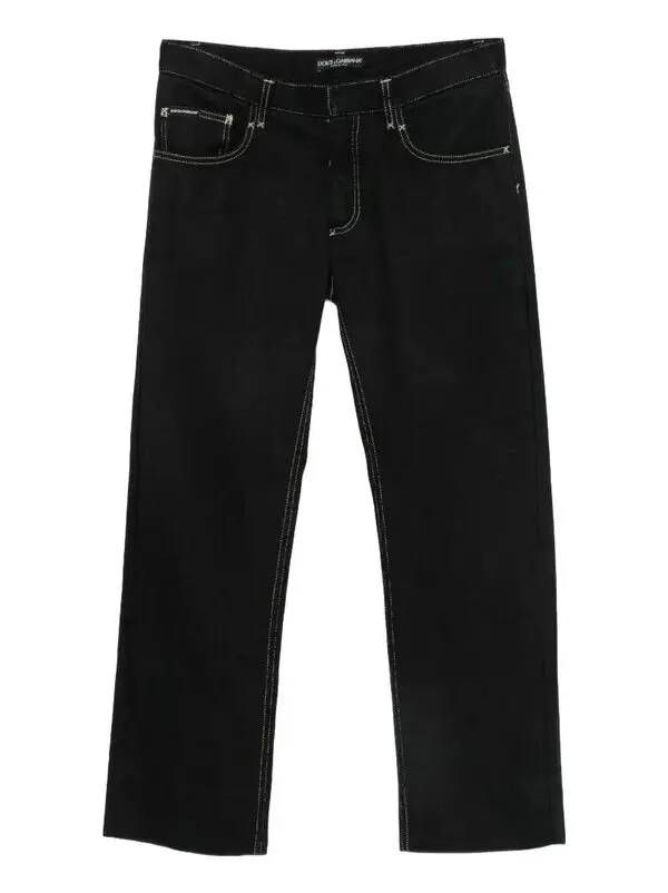 Dolce & Gabbana 2000s Contrast-stitch Trousers - Black