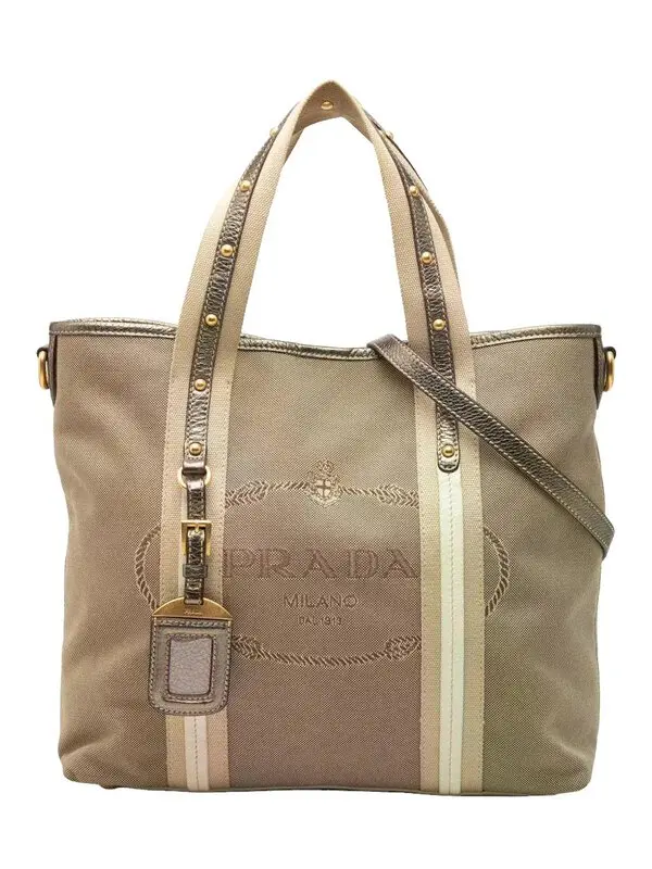 Prada 2000-2013 Canvas Canapa Logo Satchel - Neutrals