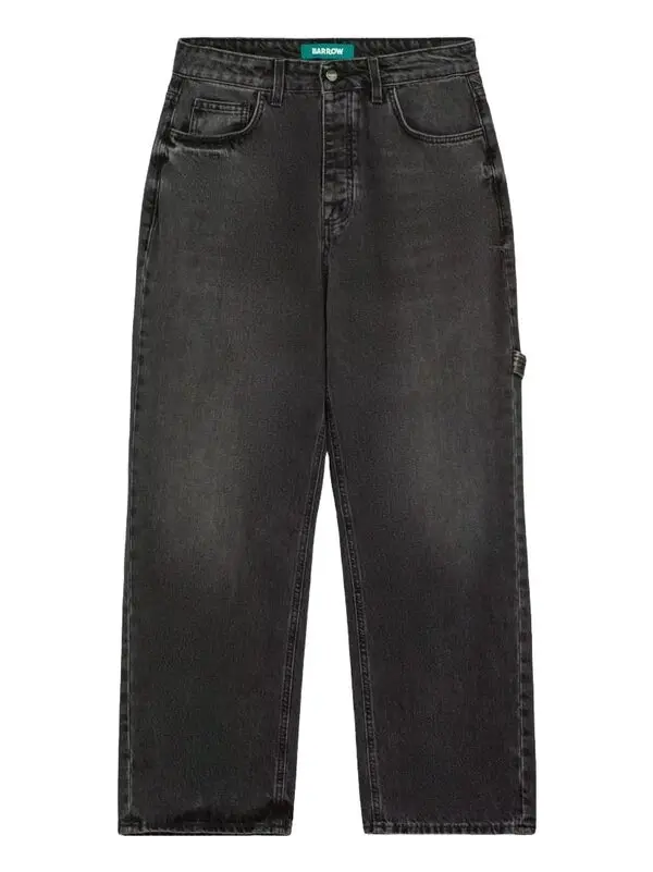 BARROW Faded-effect Hammer-loop Jeans - Black