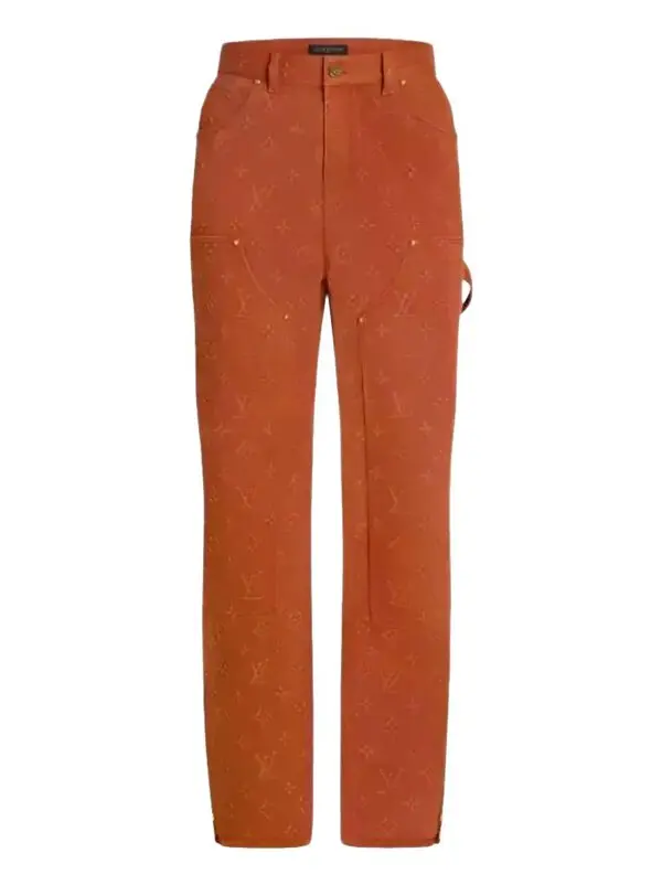 LOUIS VUITTON 2021 Monogram Embossed Carpenter Jeans - Brown