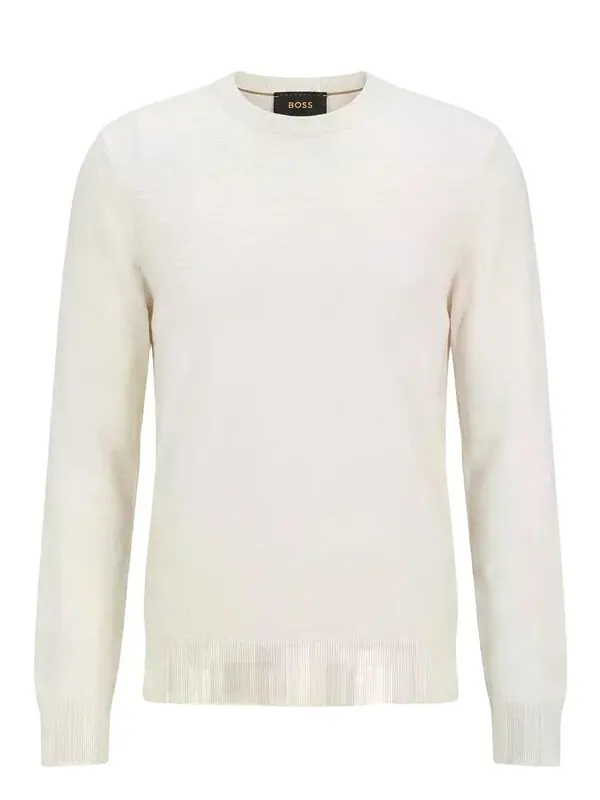 BOSS Silk Sweater With Jacquard Pattern - Neutrals