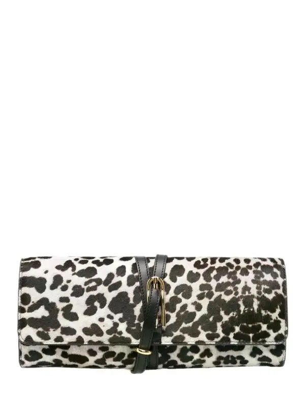 LIFFNER Belted Leopard-print Haircalf Clutch Bag - Neutrals