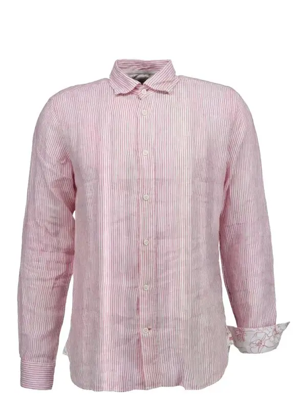 Fil Noir Vertical-stripe Linen Shirt - Pink