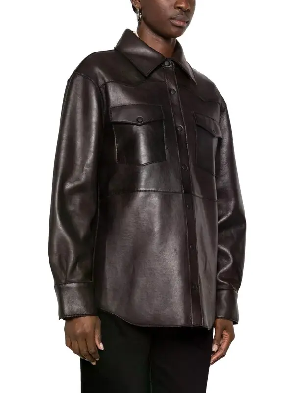 P.a.r.o.s.h Maciock Leather Western-style Shirt - Brown
