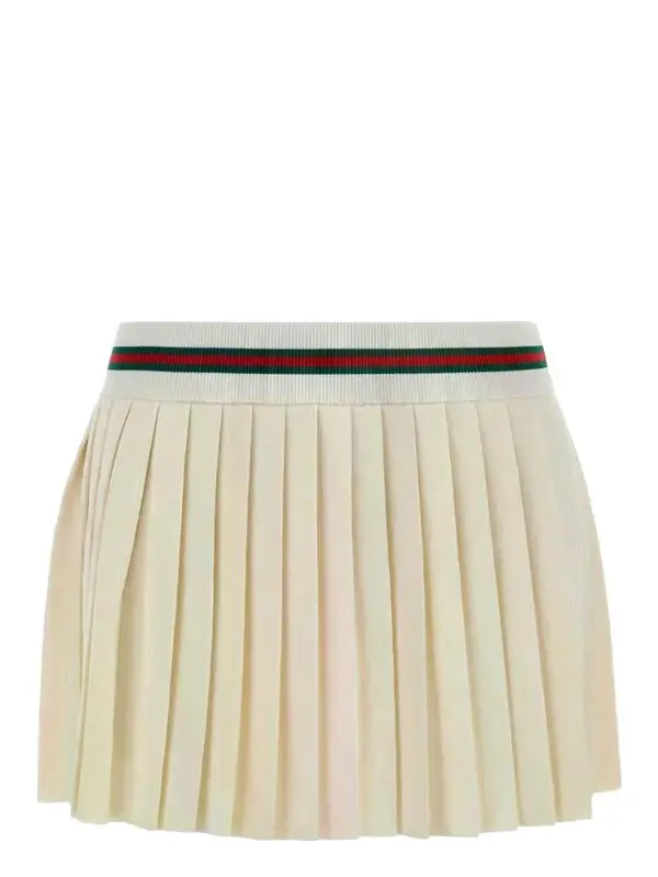 Gucci Web-stripe Pleated Skirt - White