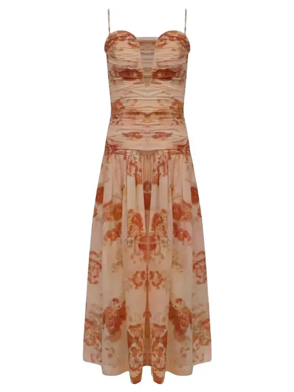 Zimmermann Cascadian Strapless Midi Dress - Neutrals