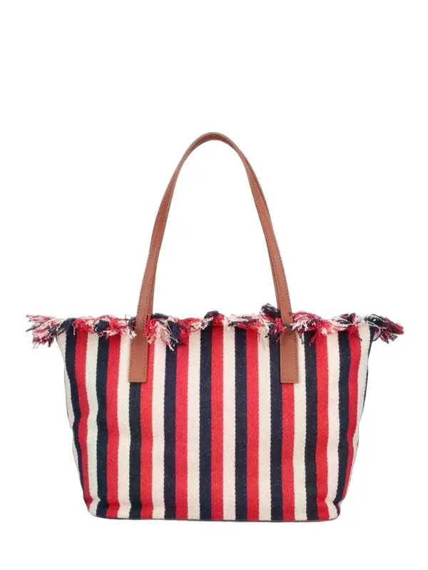 MC2 SAINT BARTH City Striped Fringed Tote Bag - Neutrals