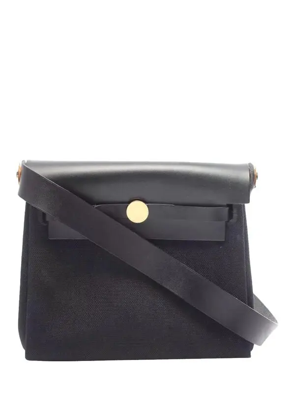Hermès 2026 Military Toile And Vache Hunter Herbag Zip 20 Crossbody Bag - Black
