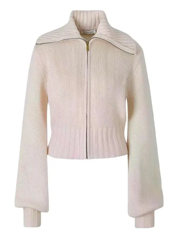 Zimmermann Ribbed-knit Zip-up Cardigan - Neutrals