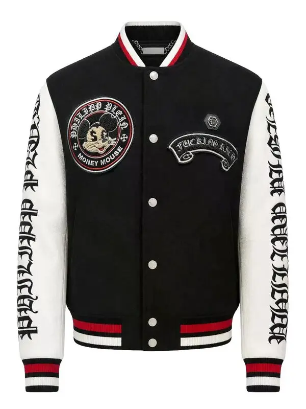 Philipp Plein Money Mouse College Bomber Jacket - Black