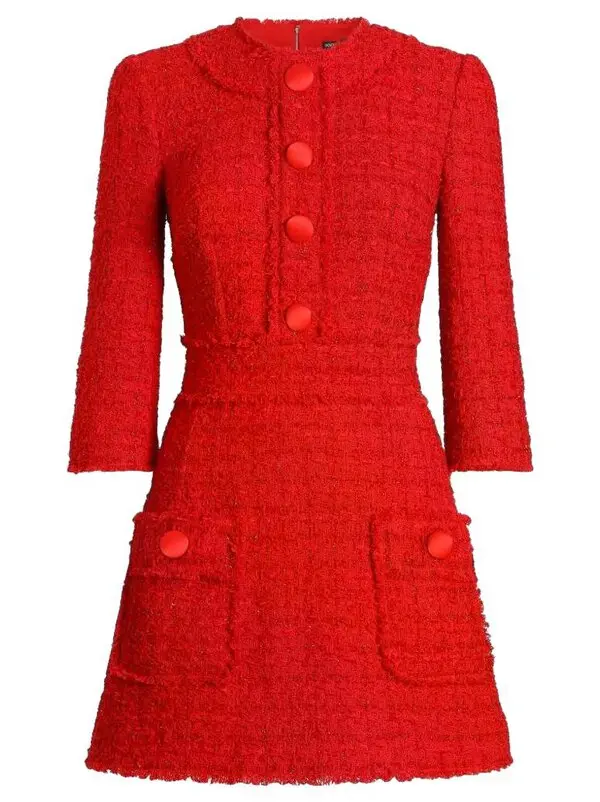 Dolce & Gabbana Short Dress In Rachel Tweed - Red