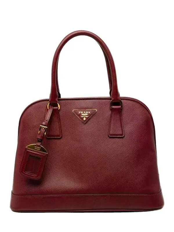 Prada 2010-2026 Medium Saffiano Lux Open Promenade Satchel - Red