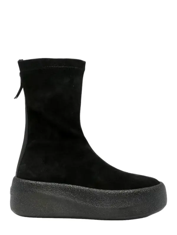 VIC MATIE Suede-finish Platform Ankle Boots - Black
